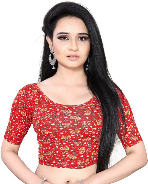 Buy Sanmati Creation Women Red Floral Pure Cotton Single Blouse Online at Best Prices in India ...