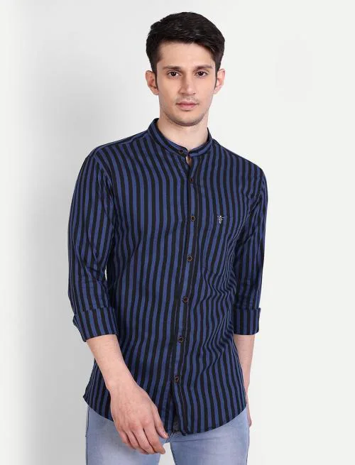 Buy FILOSE Mens Wear Pure Cotton Lining Printed Navy Blue Color Shirt ...