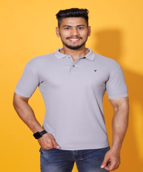 Buy Veltick Men Solid Polo Neck Grey T-Shirt Online at Best Prices in India - JioMart.