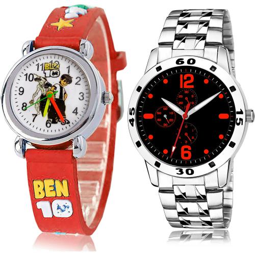 Buy NIKOLA Modern Quartz Ben 10 Kids And Silver Chain Red And Silver ...