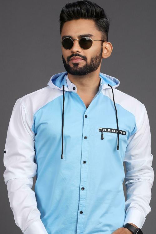 Buy SOPANI Men Self Design Party Light Blue, White Shirt Online at Best ...