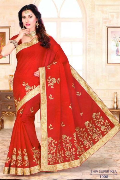 Buy Ranjana Creation Women Red Pure Cotton Embroidered Tant Saree With ...