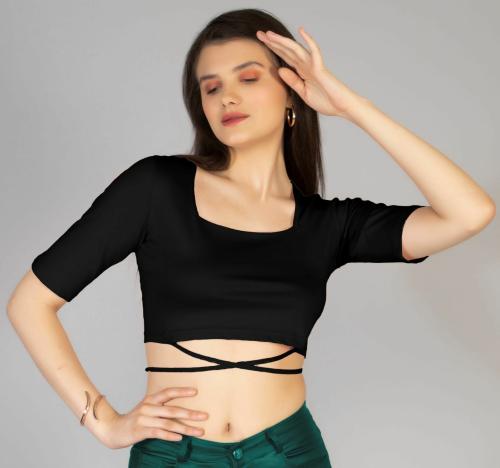 Buy AD2CART A4360 Women Deep Square Neck ElbowSleeve Stylish Crop Top ...