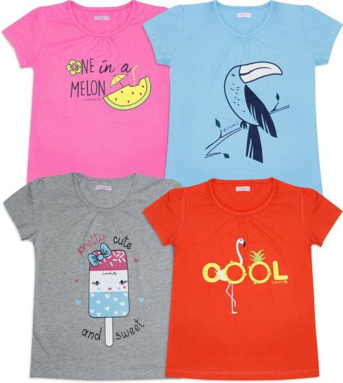 Buy Luke and Lilly pack of 4 Girls Half Sleeve Tshirt Online at Best ...