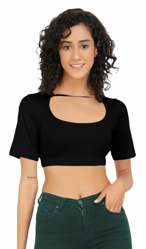 Buy AD2CART A4233 Women Pot Neck Half Sleeve Stylish Crop Top for Women ...