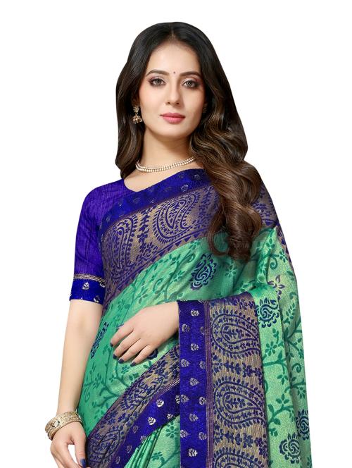 Buy Pisara Woman's Green Solid Chiffon Brasso Saree Online at Best Prices in India - JioMart.