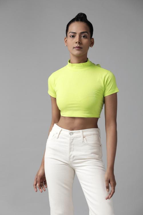 Buy THE DRY STATE Casual Solid Women Light Green Top Online at Best ...
