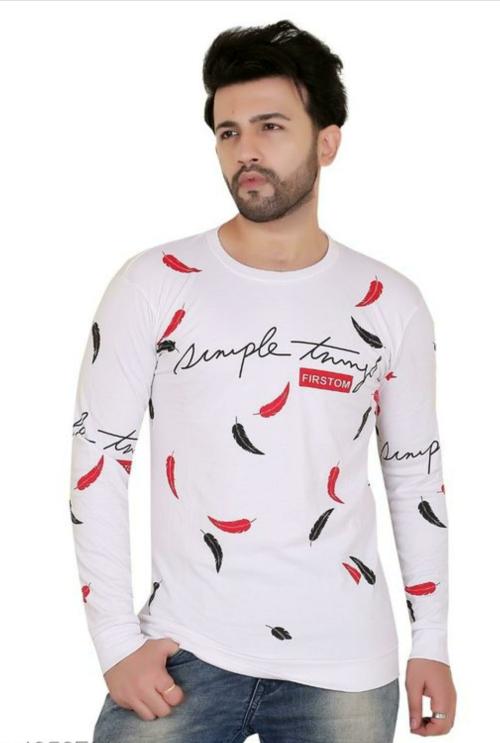Buy RDS GARMENT HUB Men White Cotton Blend Printed Tshirt (XL) Online ...