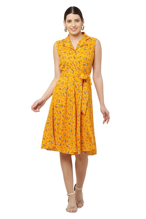 Buy Berlin Club Women Fit and Flare Yellow Dress Online at Best Prices ...