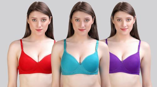 Buy JDAYESHA KPD Women Everyday Lightly Padded Bra (Red, Purple, Green) Online at Best Prices in ...