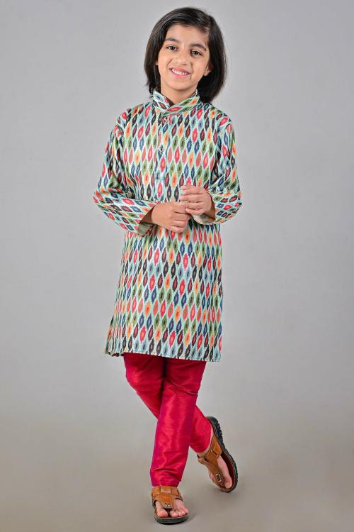 Buy Vesham Boys Multi Color Printed Cotton Silk Single Ethnic Sets ...