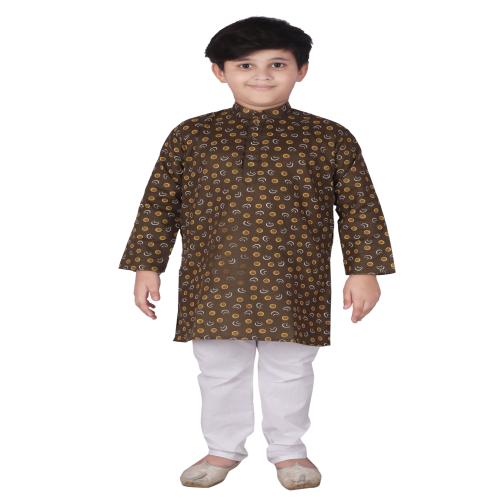 Buy Pro-Ethic Style Developer Kids Green Cotton printed Kurta Pyjama ...