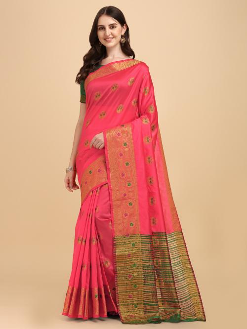 Buy janashree jacquard Saree With Unstitched Blouse Gajri Online at ...