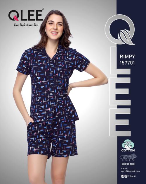 Buy Qlee Womens Night wear shorty suit Blue XL Online at Best Prices in ...