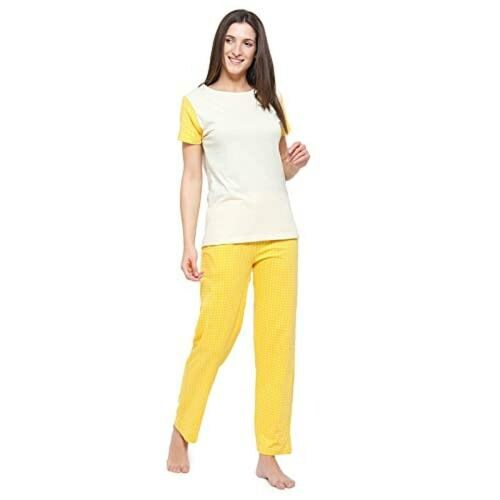 Buy De Moza Women Yellow Printed Cotton Pyjamas Set - S Online at Best ...