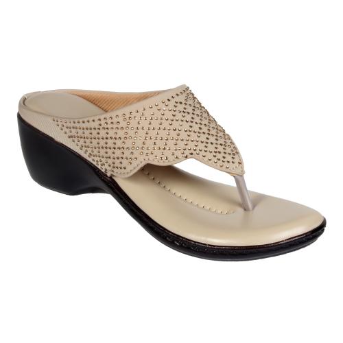 Buy Stepee Cream Casual & Fancy Wedges Open Back Slip on T-Strap Mule ...