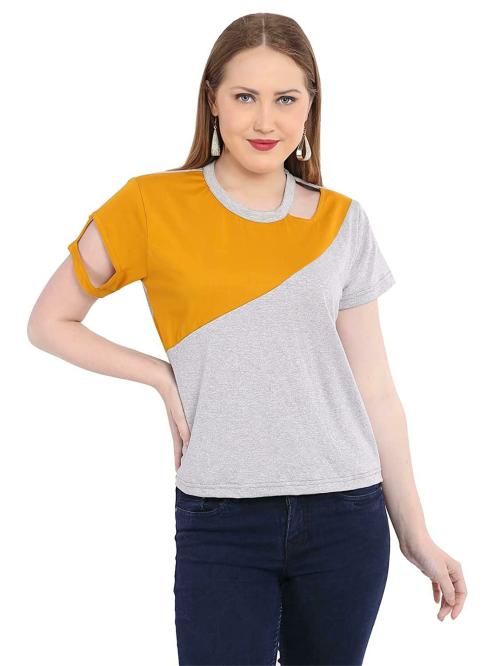 Buy JS Clothing Women Grey Cotton Top (M) Online at Best Prices in ...