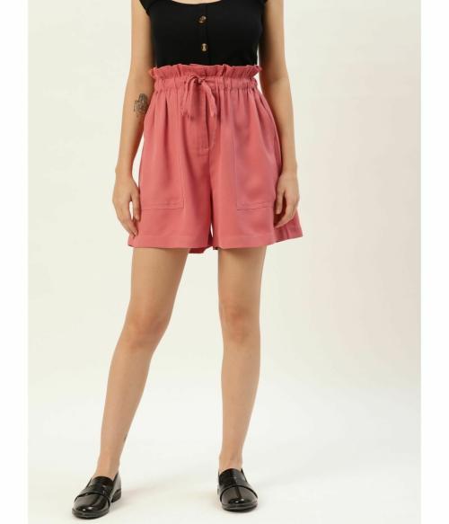 Buy Rue Collection Woman's Coral High-Rise Shorts Online at Best Prices ...