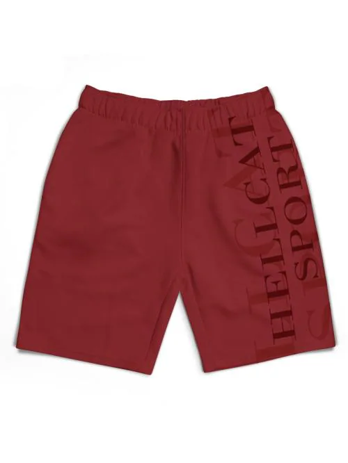 Buy HELLCAT Maroon Trendy Typographic With Branding Printed Shorts for ...