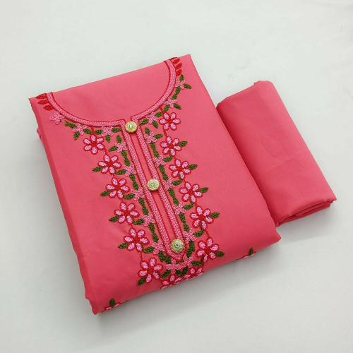 Buy GURHAL Embroidered Cotton Unstitched Dress Material Pink Online at ...