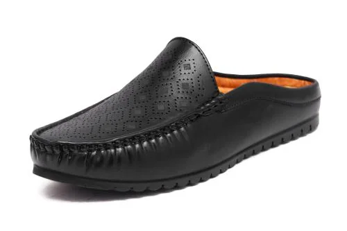 Buy Aramish Black Synthetic Leather Open Back Shoes for Men (Black ...