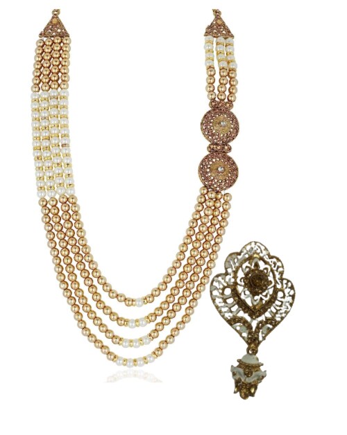 Buy JIYANSHI FASHION : GROOM SHERWANI MALA , WHITE+CHEEKU,2 COLORS OF ...