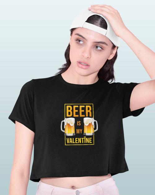 Buy Macmerise Beer my Valentine Black Crop Top for Womens Online at ...