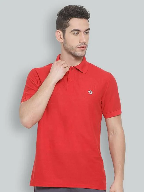 Buy Lux Nitro Cotton Blend Red Polo T-shirt For Men Online at Best ...