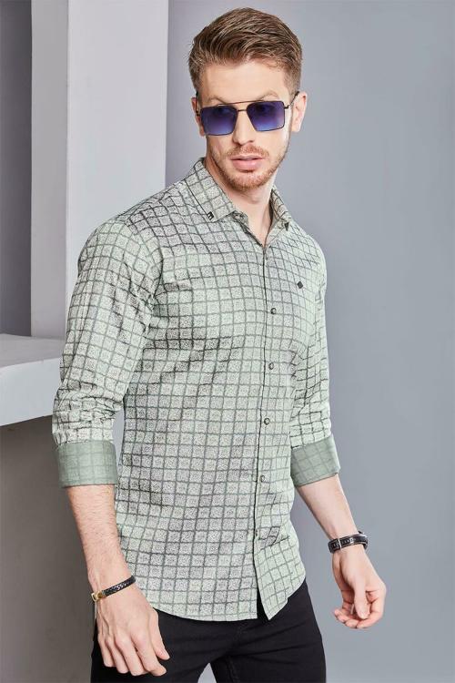 Buy ALMATY Bruno Green Checkered Print Shirt Online at Best Prices in ...