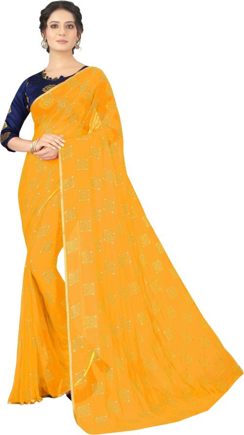 Buy NISHA CREATION Women Multicolor Embroidered Chiffon Single Saree ...