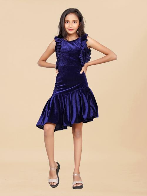 Buy Julee Girl's Velvet Fish Cut Dress Online at Best Prices in India ...