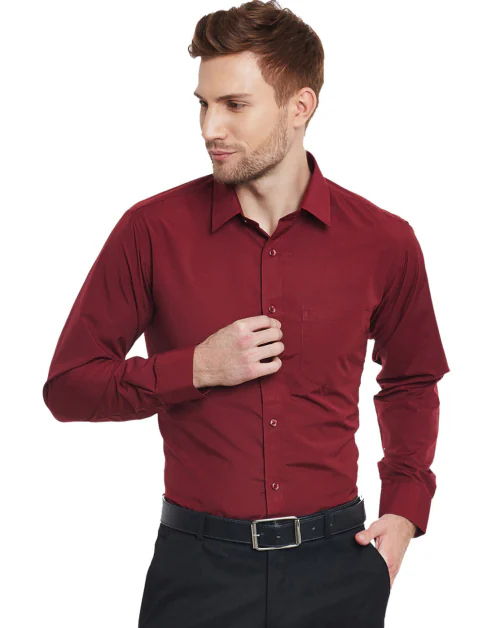 Buy JSPARK Premium Plain Cotton Wine Color Shirt For Men Online at Best ...