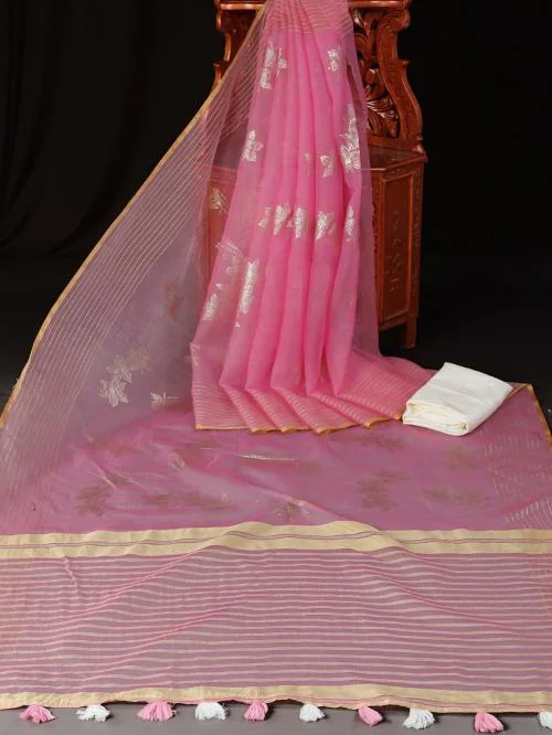 Buy Saree Exotica Organza Pink Colour Saree Double Pigment Print and ...