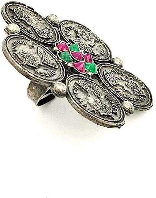 Buy Yash Jewels Emporium Silver-Plated Brass Adjustable Classic Ring ...