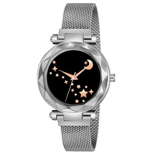 Buy Varni Retail Latest Star Black Dial Silver Magnetic Buckle Strap ...
