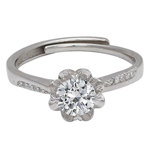 Buy Giva Sterling Silver Adjustable Zircon Blooming Flower Ring Online at Best Prices in India ...