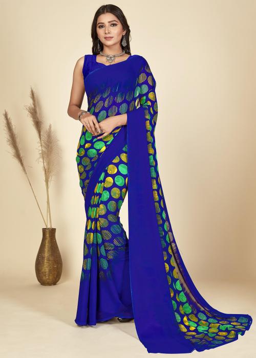 Buy Anand Women Blue Ombre Georgette Single Saree Online at Best Prices ...