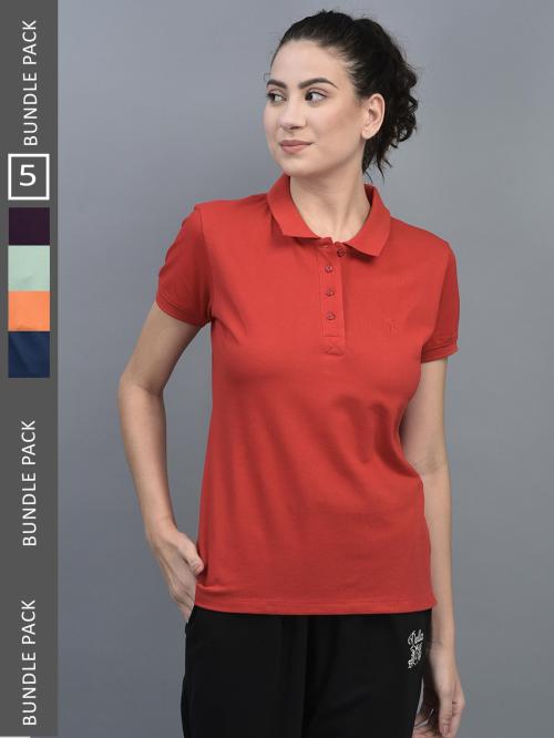 Buy Dollar Women's Solid Premium Cotton Colored Polo Tshirt Online at Best Prices in India ...