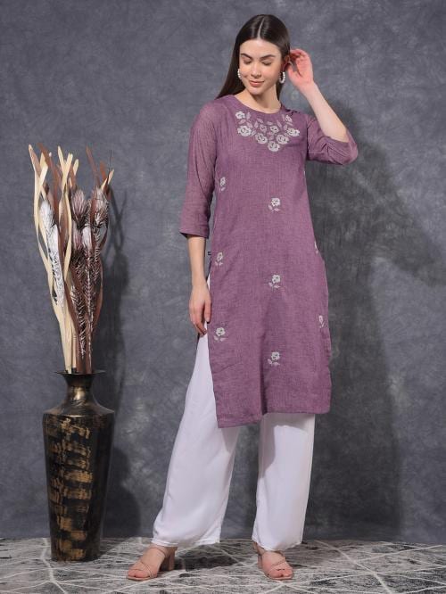 Buy Mamoose Women's PURPLE Colour Kurti Online at Best Prices in India ...