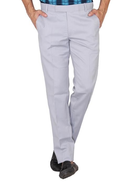 Buy Villain Men's Formal Trousers - Slim Fit Formal Pants - Grey Online ...