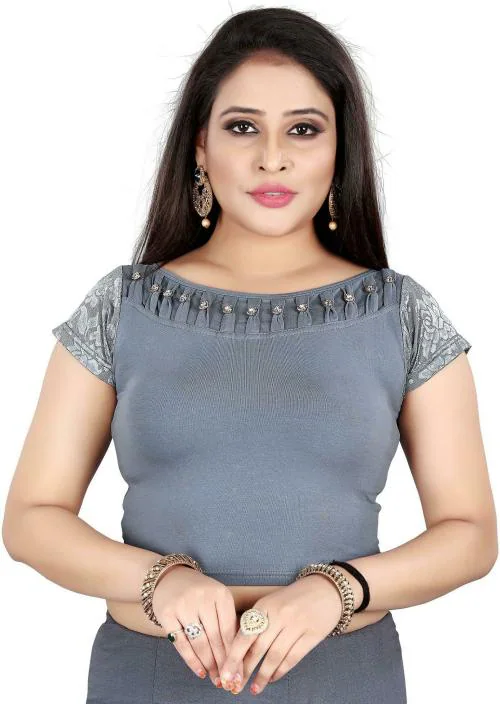Buy Sanmati Creation Women Grey Self Design Pure Cotton Single Blouse Online at Best Prices in ...