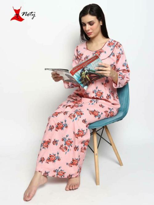 Buy Noty Women's- Nighty/Maxi/Gown- Cotton Fabric- Floral Print, Button ...
