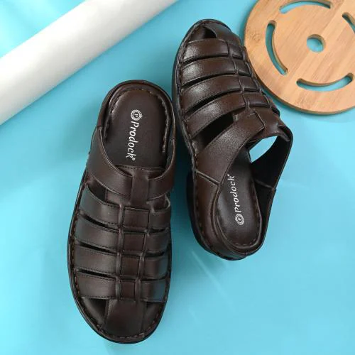 Buy Prodock Synthetic Leather Slip On Strap Sandals for Men (Black ...