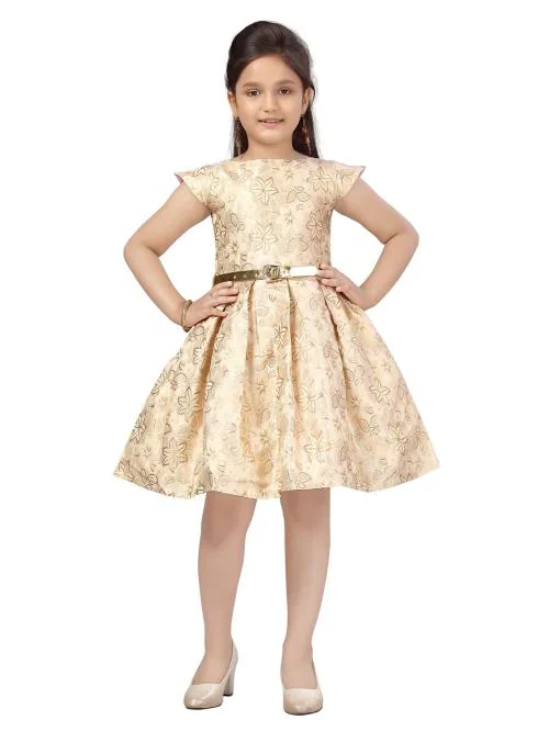 Buy Aarika Girls Fawn Color Frock with Belt Online at Best Prices in ...