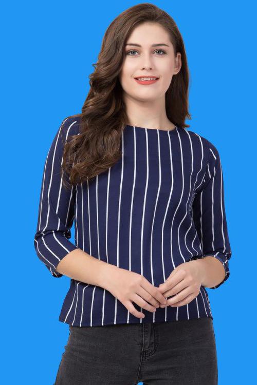 Buy THE LION'S SHARE Women Light Blue Floral Print Cotton Blend Top Online at Best Prices in ...