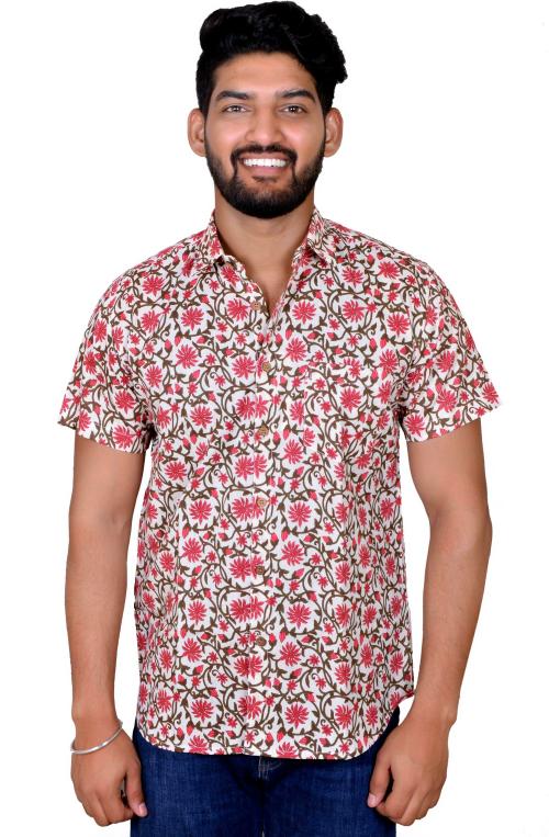 Buy TMF THE MEERU FASHION Men Printed Casual Pink Shirt Online at Best ...