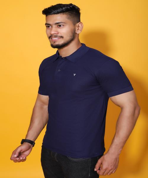 Buy Veltick Men Solid Polo Neck Navy Blue T-Shirt Online at Best Prices in India - JioMart.