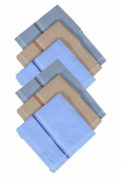 Buy S4S 100% Cotton Pack of 6 Handkerchiefs Hanky For Men, Light Colour ...