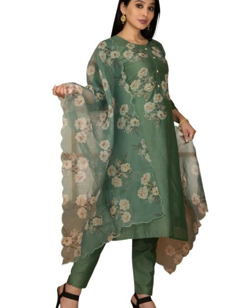 Buy WE WOMEN EXPRESS Light Pista Colour Kurta Paired With Pant And ...