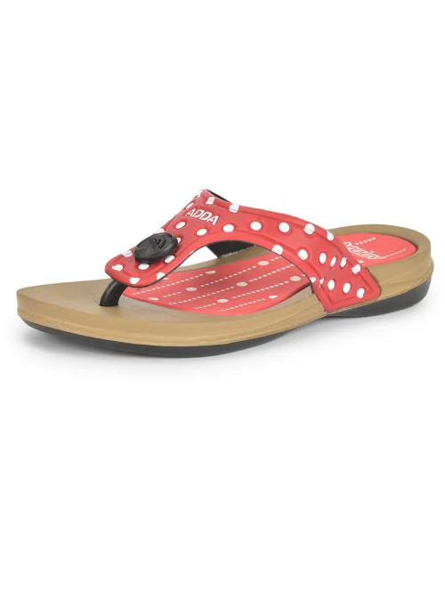 Buy ADDA TM-POLKA Women Beige & Red Polka-dot Thong Flip-flop Online at ...